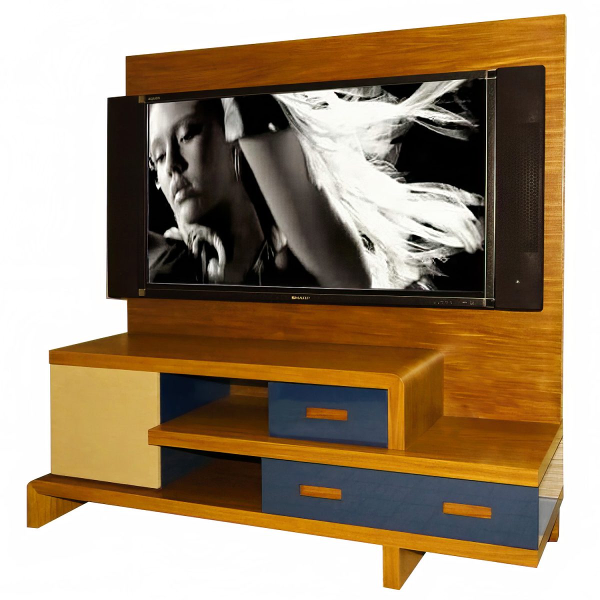 18. Afromosia Waterfall TV Unit Design – Rob Kron Custom Living